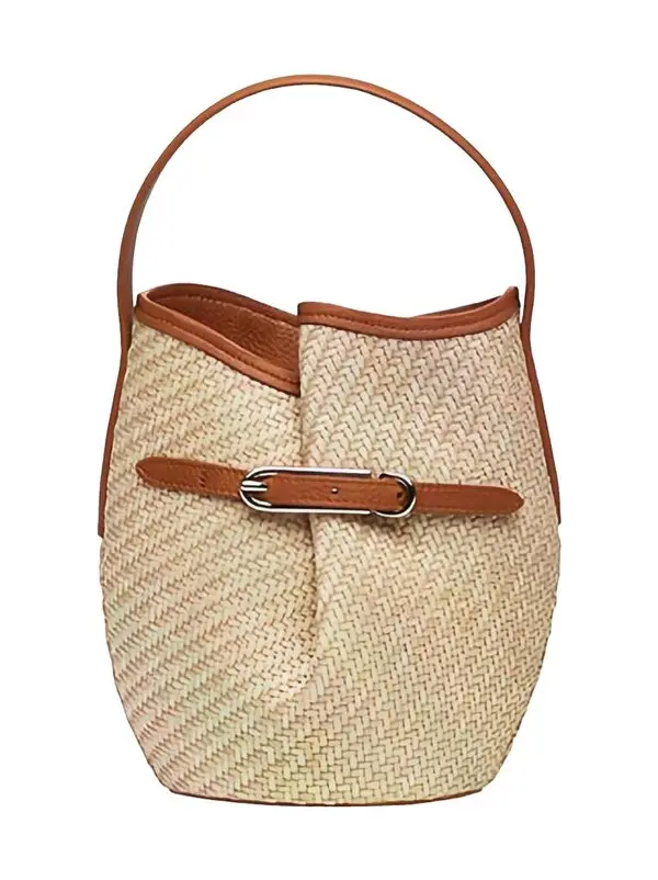 LIFFNER Woven Bucket Bag With Buckle Detail - Neutrals