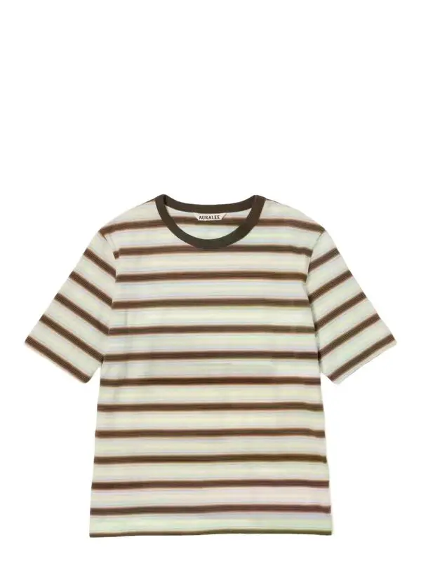 Auralee Striped T-shirt - Brown