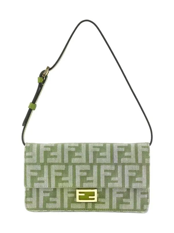 Fendi Baguette Ff-jacquard Shoulder Bag - Green