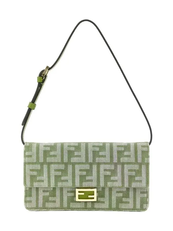 Fendi Baguette Ff-jacquard Shoulder Bag - Green