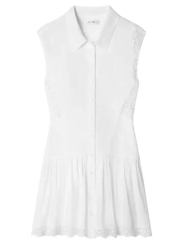 FRAME Embroidered Mini Dress - White