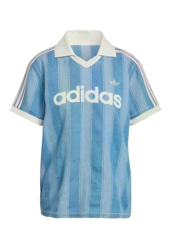 Adidas Striped V-neck Jersey - Blue