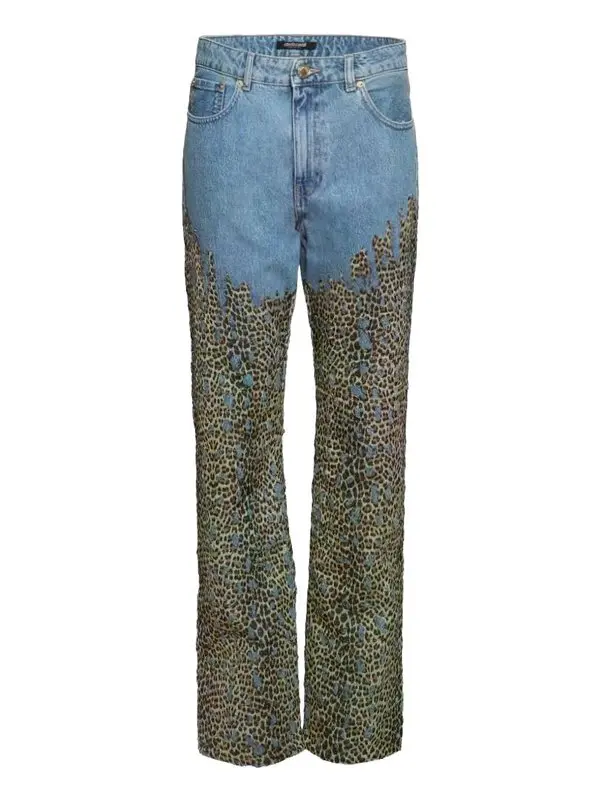 Roberto Cavalli Leopard-print Five-pocket Jeans - Blue