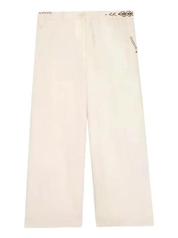 OTTOD'AME Embroidered Wide Leg Trousers - Neutrals