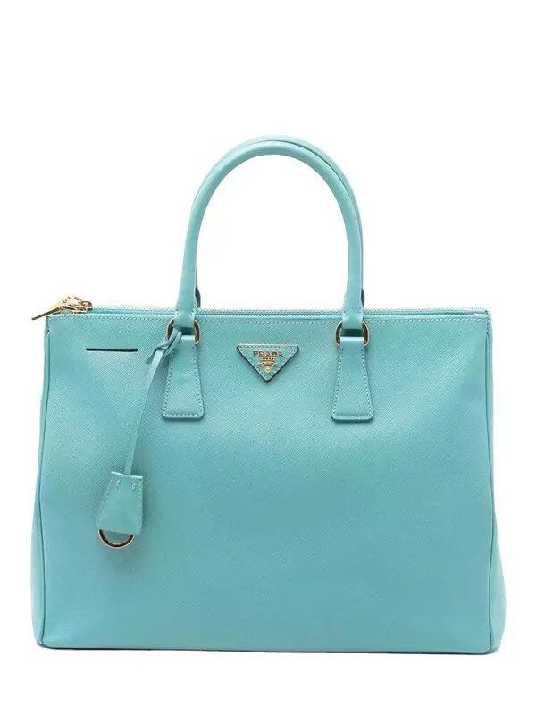Prada Large Saffiano Lux Galleria Double Zip Satchel - Blue