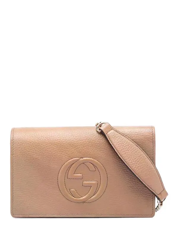 Gucci Pebbled Calfskin Soho Wallet On Chain Crossbody Bag - Neutrals