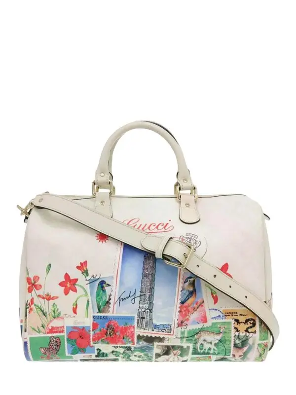 Gucci 2000-2015 Limited Edition Gg Supreme Taipei 101 Boston Satchel - White