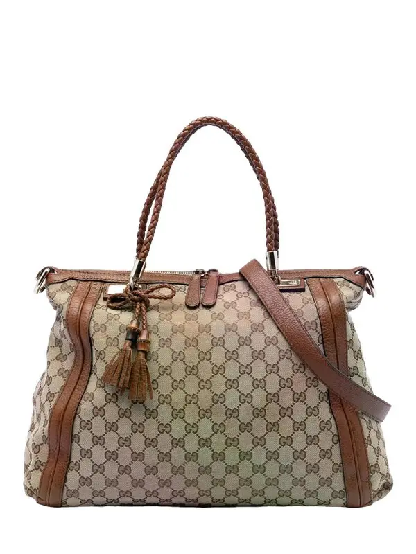 Gucci Gg Canvas Bella Convertible Tote Satchel - Neutrals