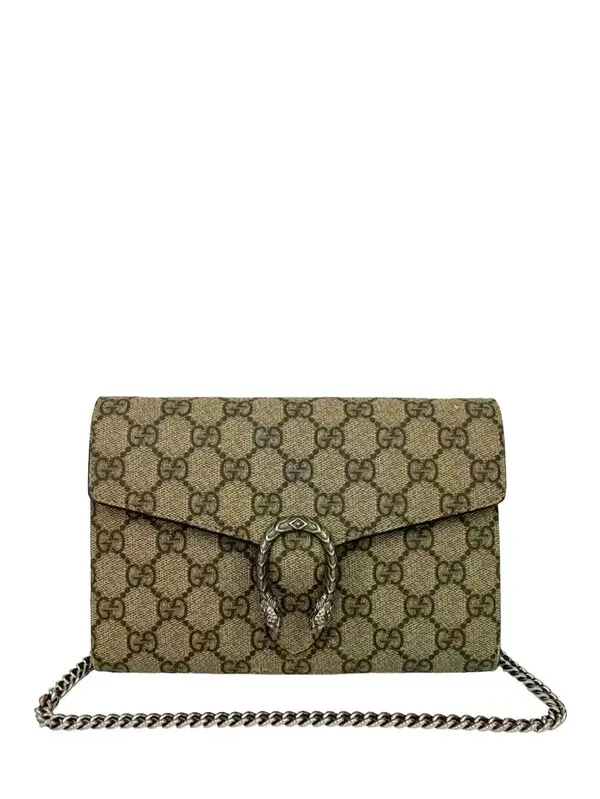 Gucci Gg Supreme Dionysus Wallet On Chain - Neutrals