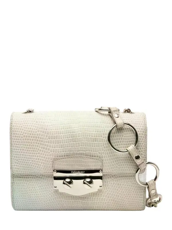 Saint Laurent Python Embossed Leather Sac Le Sixieme Shoulder Bag - White