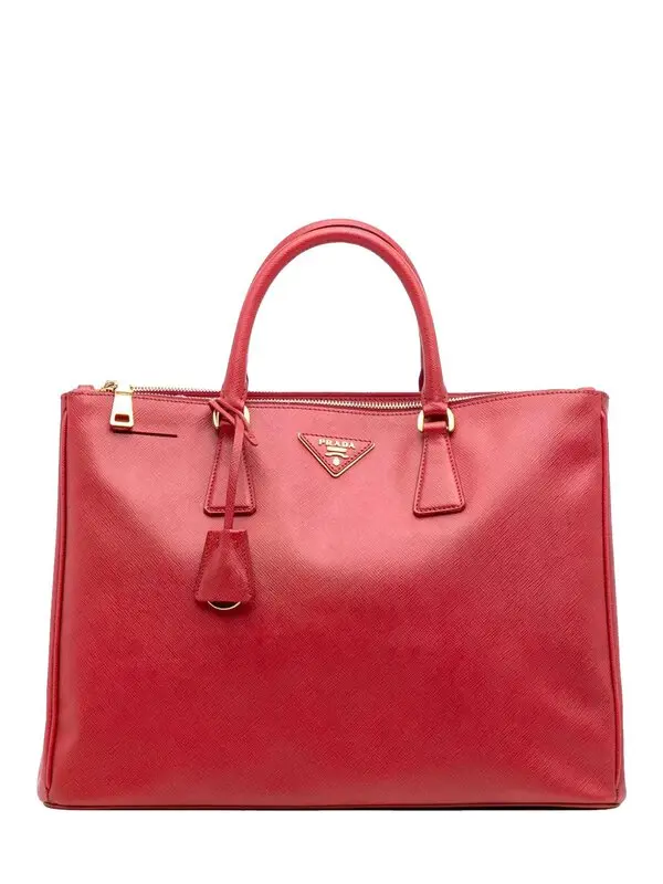 Prada Large Saffiano Lux Galleria Double Zip Satchel - Red