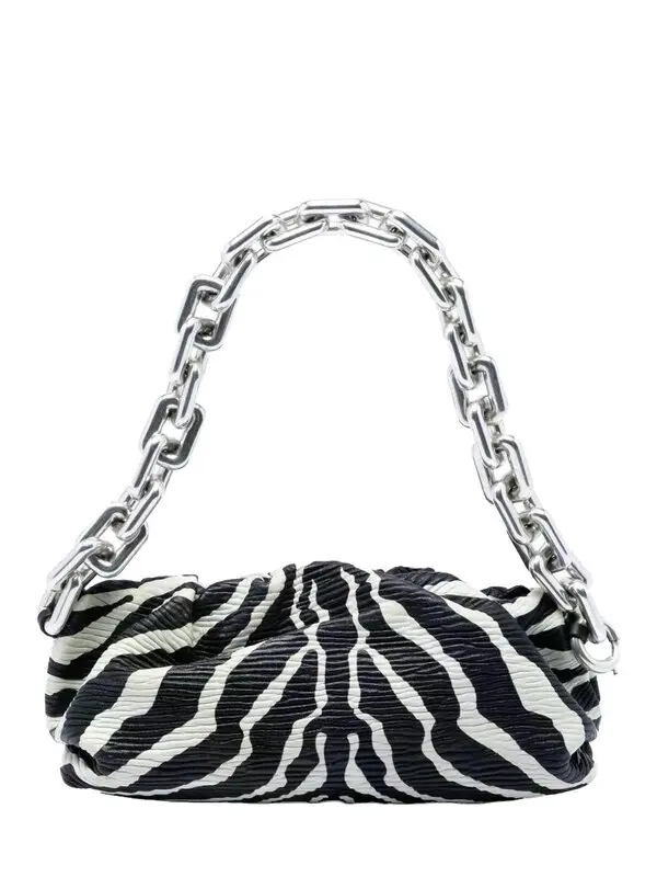 Bottega Veneta Textured Nappa Zebra Print Chain Pouch - Black
