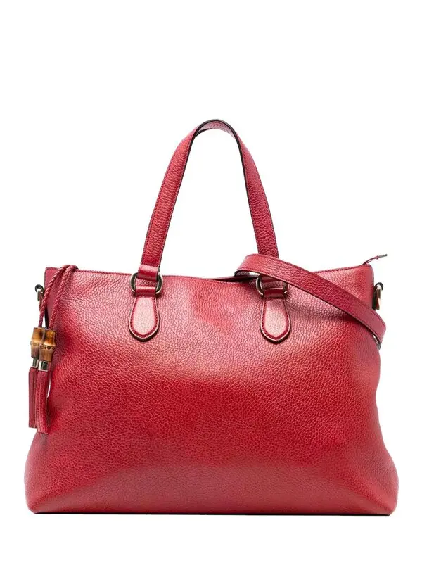 Gucci Leather Bamboo Tassel Satchel - Red