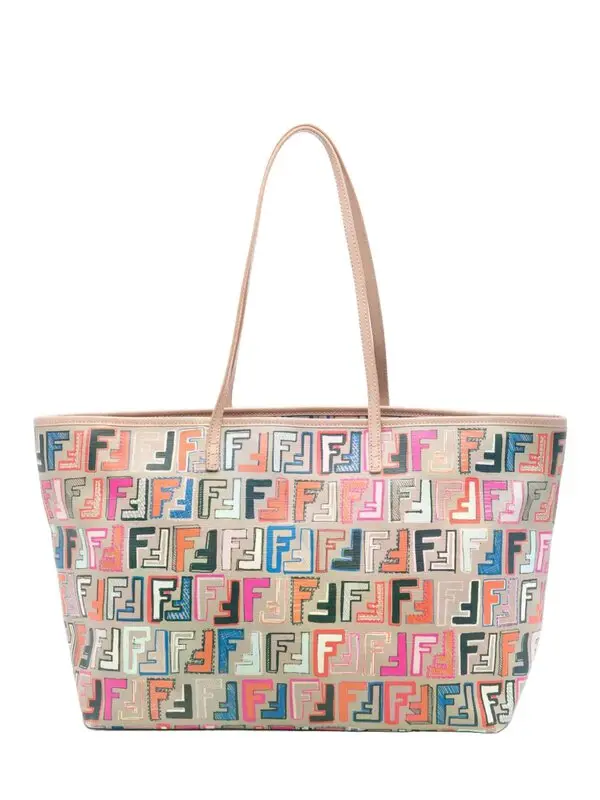 Fendi Medium Zucca Spalmati Roll Tote Bag - Neutrals