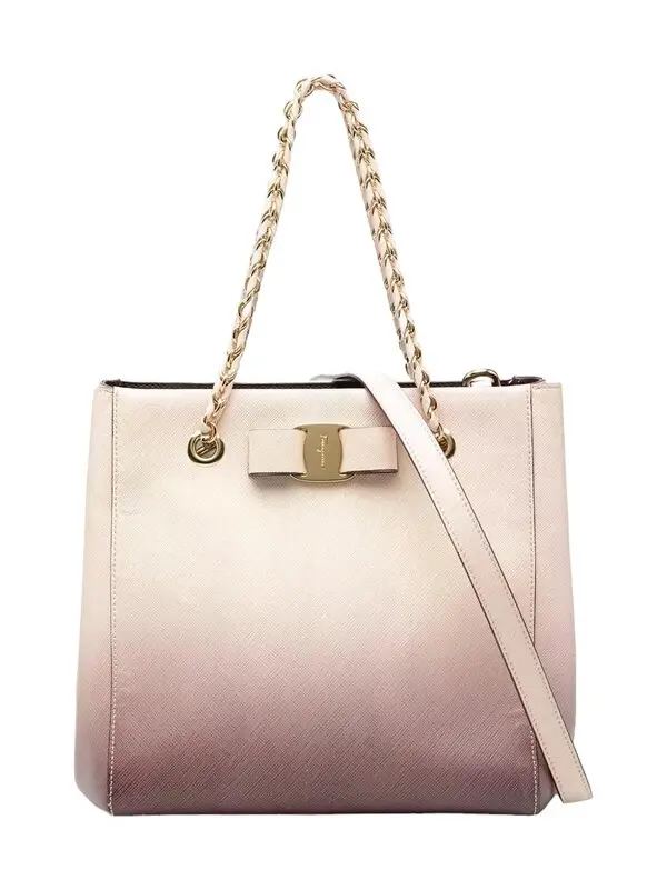 FERRAGAMO Ombre Leather Vara Bow Satchel - Pink