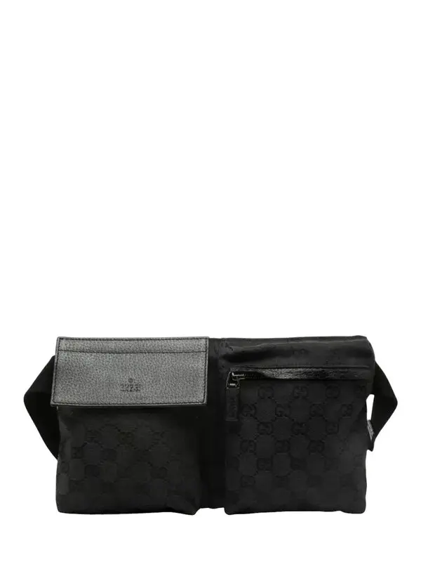 Gucci Gg Canvas Double Pocket Belt Bag - Black