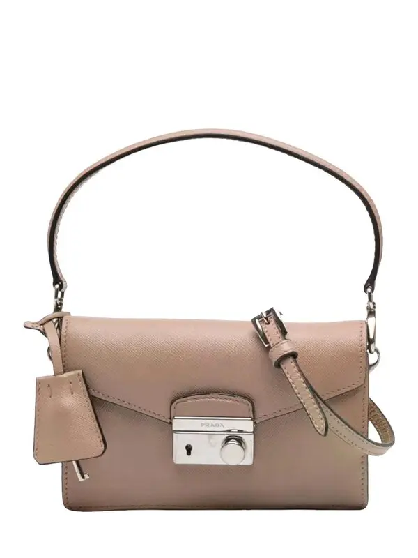 Prada Mini Saffiano Lux Sound Lock Satchel - Neutrals