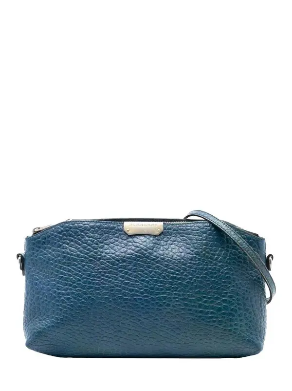 Burberry 2010-2025 Grained Leather Chichester Crossbody Bag - Blue