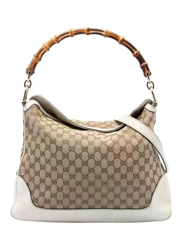 Gucci Gg Canvas Bamboo Diana Satchel - White
