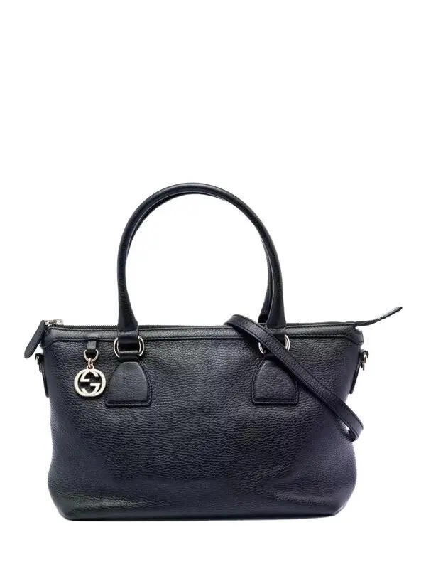 Gucci Calfskin Gg Charm Satchel - Black