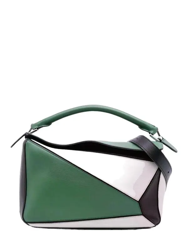 Loewe Medium Tricolor Calfskin Puzzle Satchel - Green