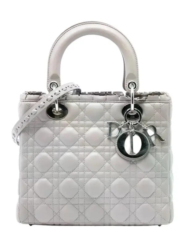 Dior 2010 Medium Cannage Ruffle Lady Satchel - Grey