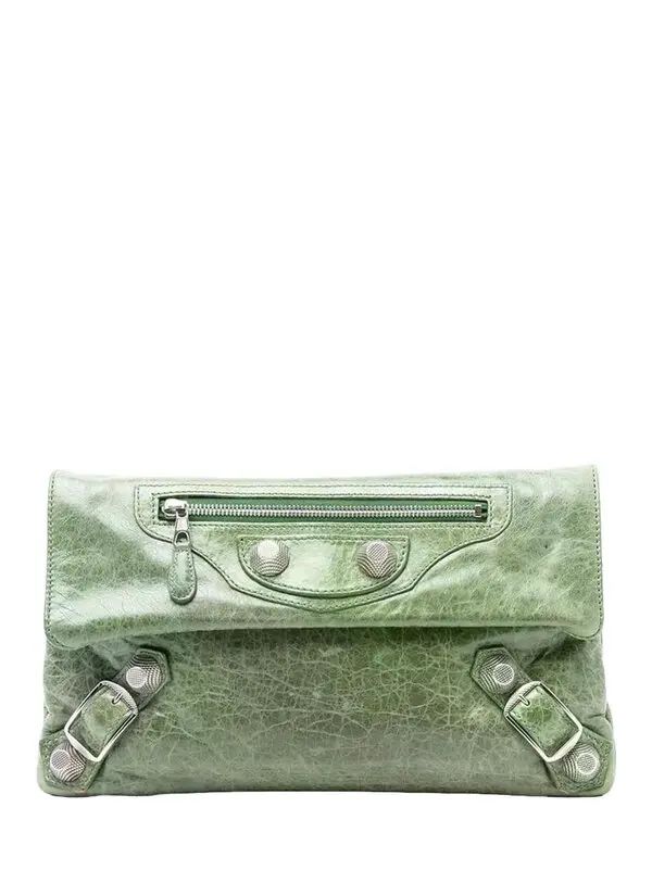 Balenciaga 2005-2026 Lambskin Motocross Giant 21 Envelope Clutch - Green