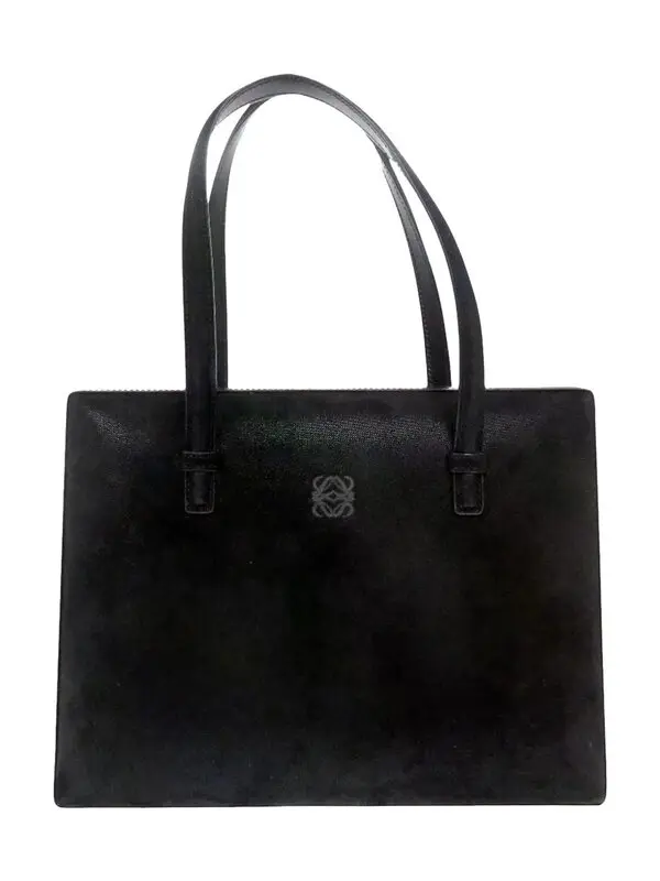Loewe 2010-2026 Velvet Anagram Narciso Tote Bag - Black