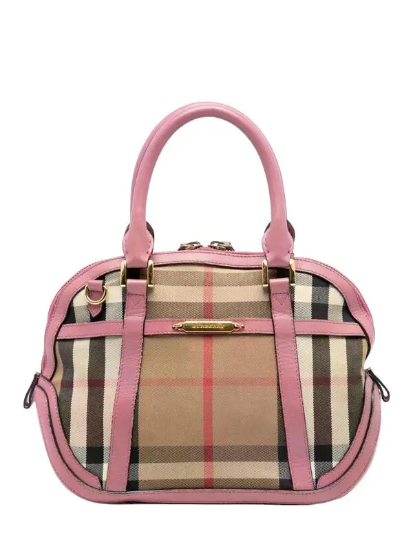 Burberry Small House Check Canvas Bridle Orchard Satchel - Brown