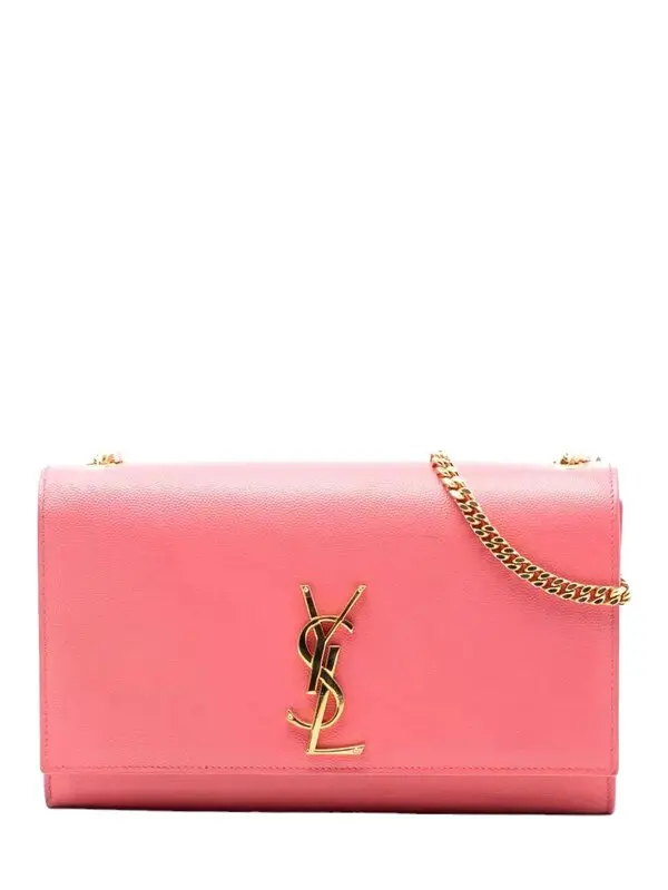 Saint Laurent 2015 Medium Grain De Poudre Monogram Kate Crossbody Bag - Pink