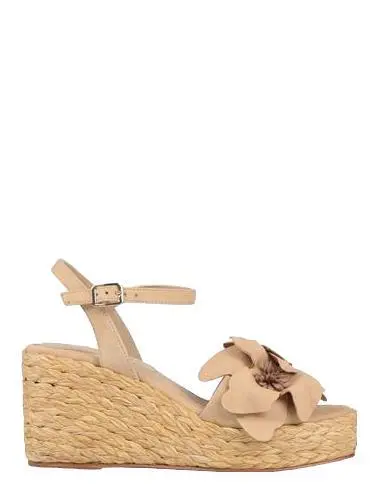 PALOMA BARCELO Kidskin Sandals With Floral Appliqués - Beige