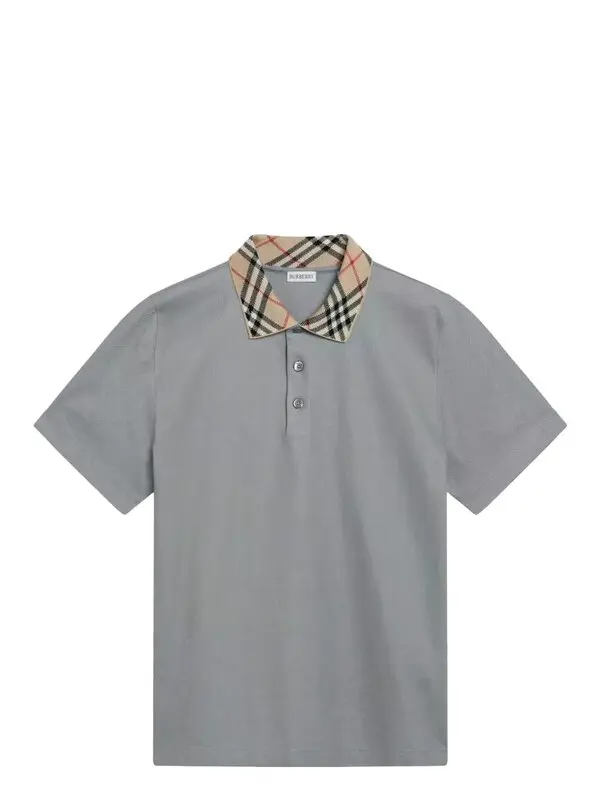 Burberry Checkered-collar Polo Shirt - Grey