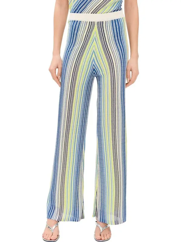 Line & Dot Kit Striped Knit Pants - Blue Multi