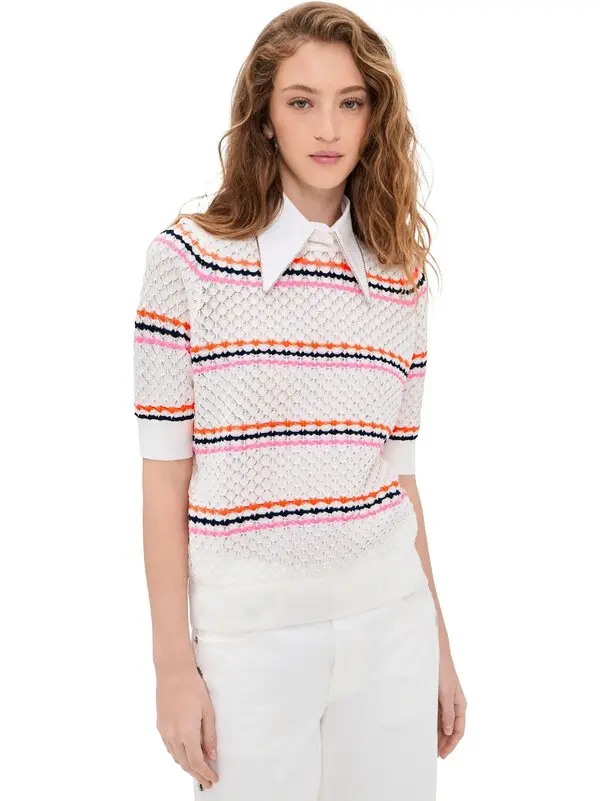 Essentiel Antwerp Honeycomb Knit Pullover With Detachable Collar - Combo5 Off White