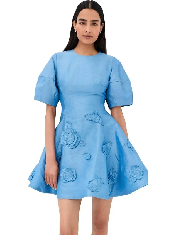 LEO LIN Simona Applique Mini Dress - Pastel Blue