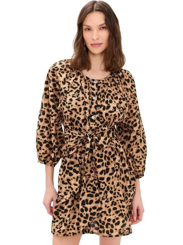 Natalie Martin Alex Leopard Print Mini Dress - Leopard Cotton