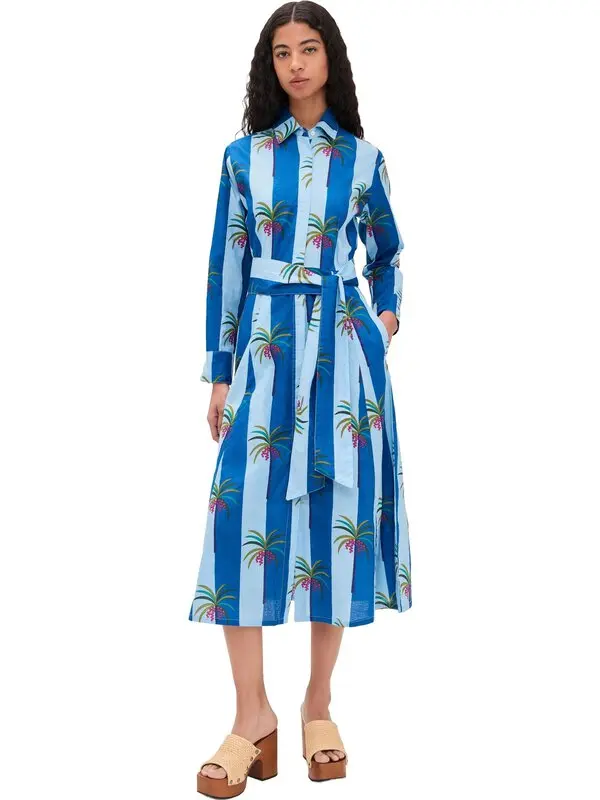 GUADALUPE DESIGN Luciana Palm Maxi Dress - Blue
