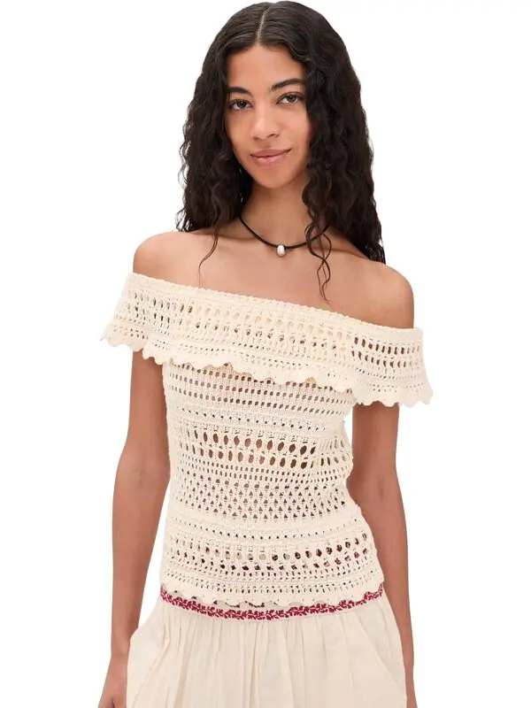 Isabel Marant Zaelle Crochet Top - Ecru