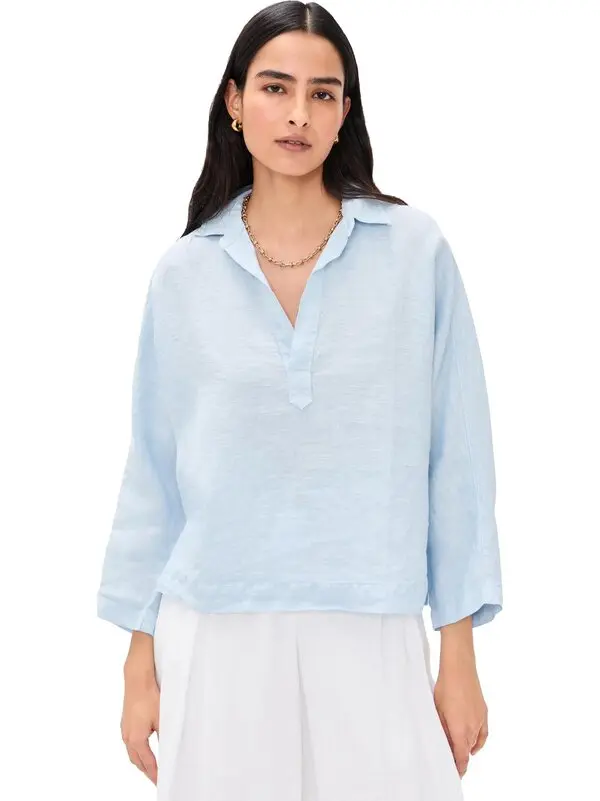 Frank & Eileen Popover Collared Shirt - French Blue Linen