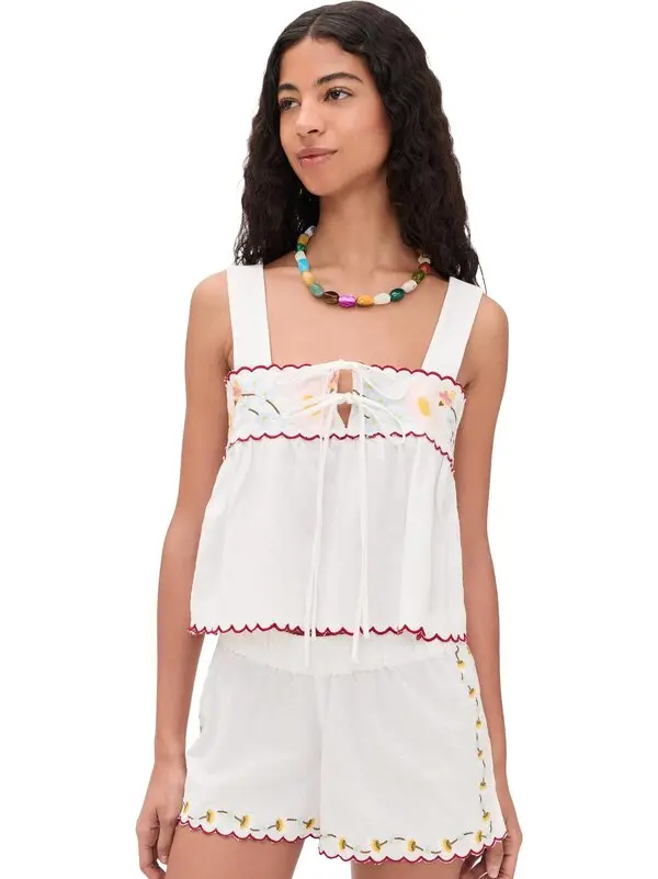 Ciao Lucia Ander Embroidered Top - White
