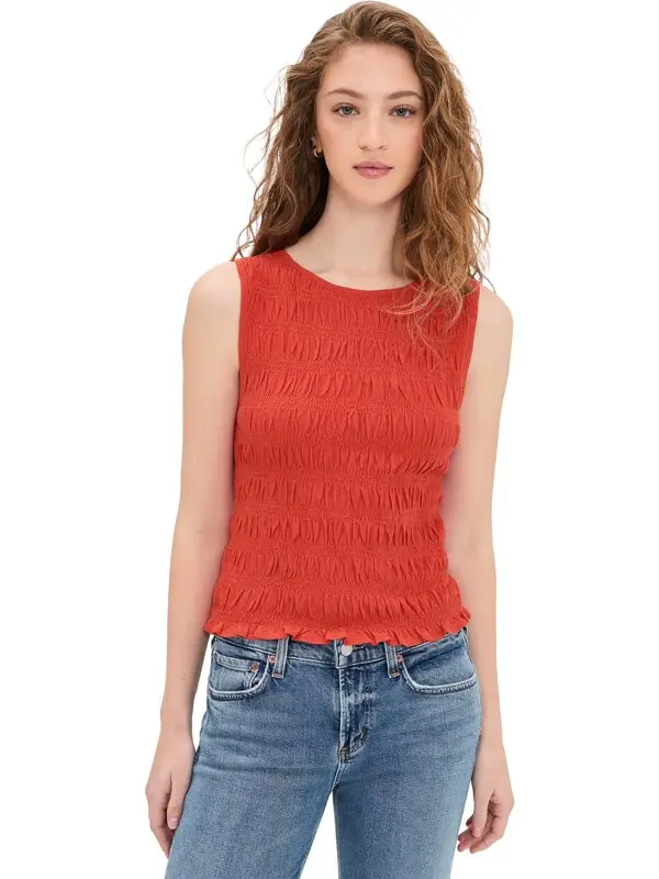 Madewell Sachi Smocked Tank - Wild Poppy