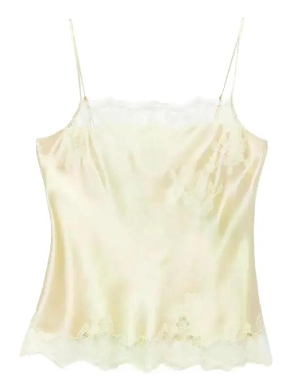 Carine Gilson Lace-detail Silk Camisole - Yellow