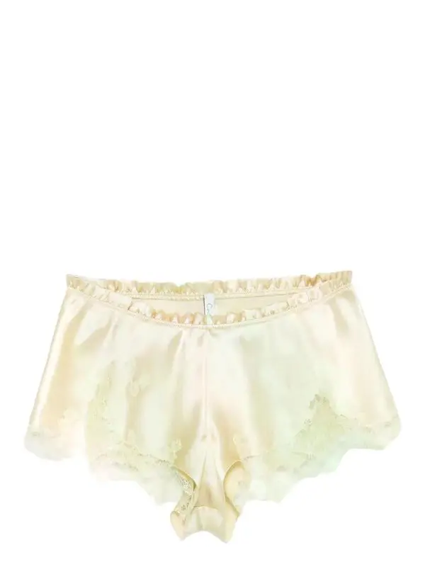 Carine Gilson Lace-detail Silk Shorts - Yellow