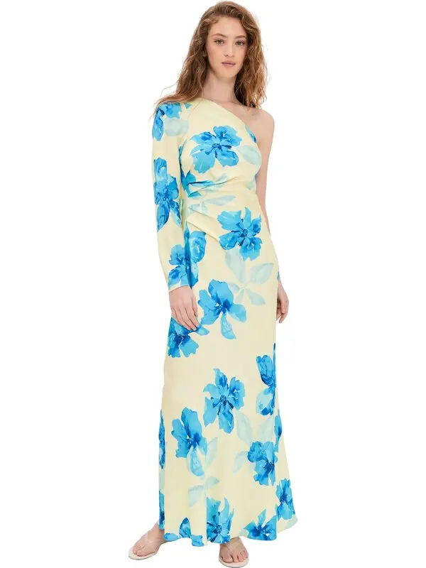 KIVARI Sleeve Maxi Dress - Yellow Blue