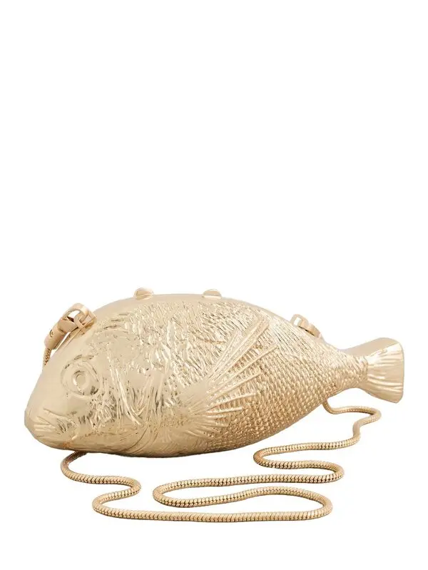 Simkhai Splash Metal Fish Clutch - Gold