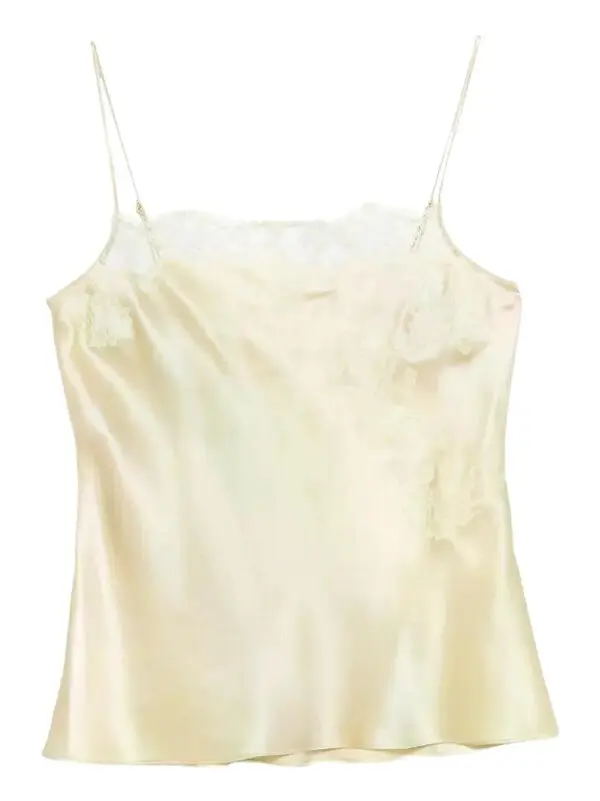 Carine Gilson Satin Lace-detail Camisole - Yellow