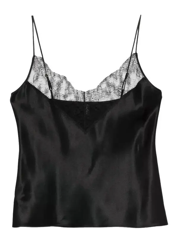 Carine Gilson Lace-detail Satin Camisole - Black