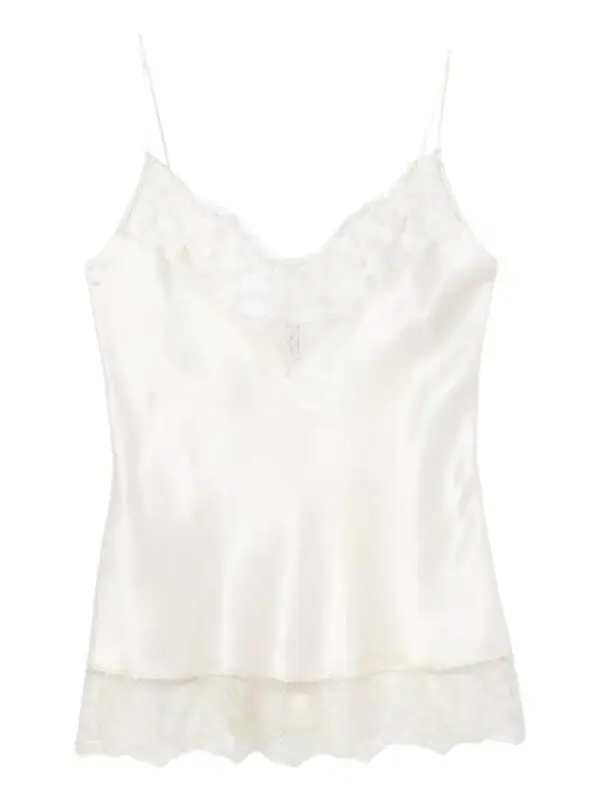 Carine Gilson Lace-trimmed Silk Camisole - Neutrals