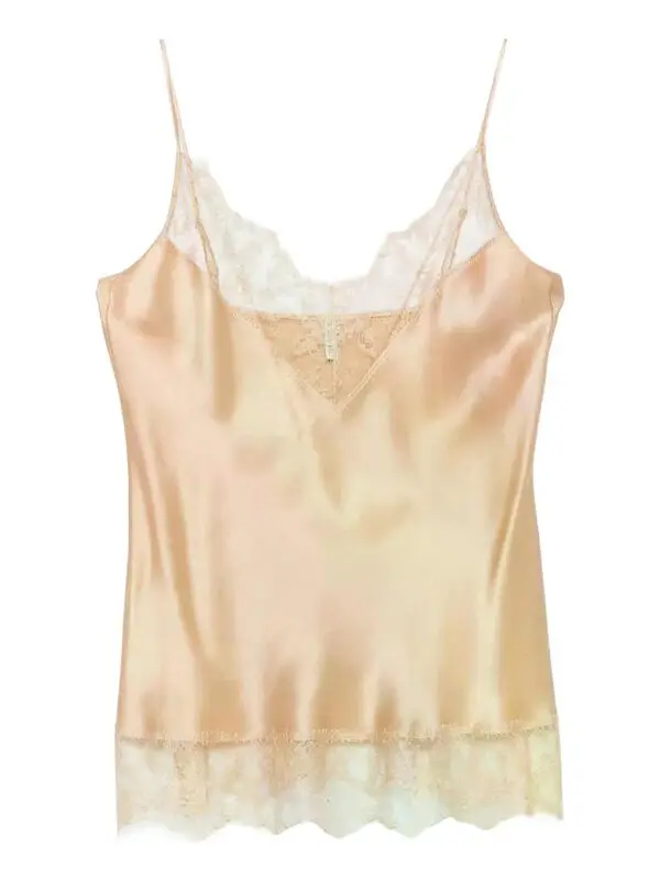 Carine Gilson Lace Detail V-neck Camisole - Brown