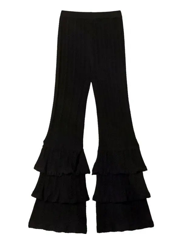 TWINSET Ruffled Knit Trousers - Black